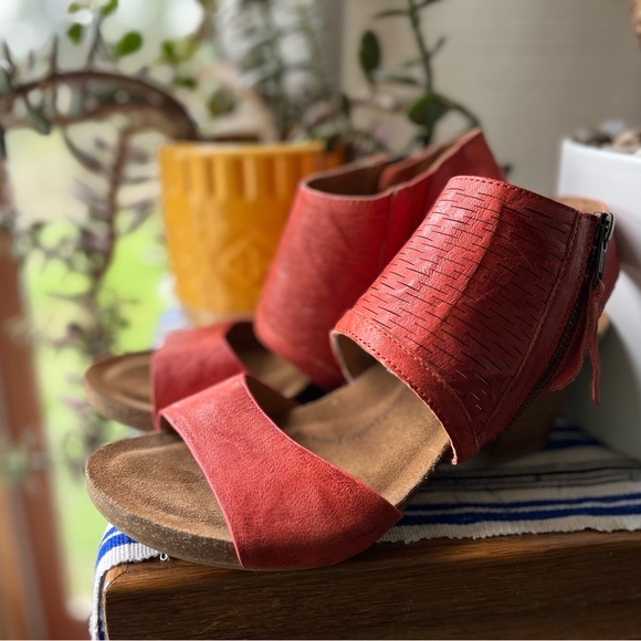 söfft | Shoes | Sfft All Leather Chunky Heel Clog Burnt Orange Red ...